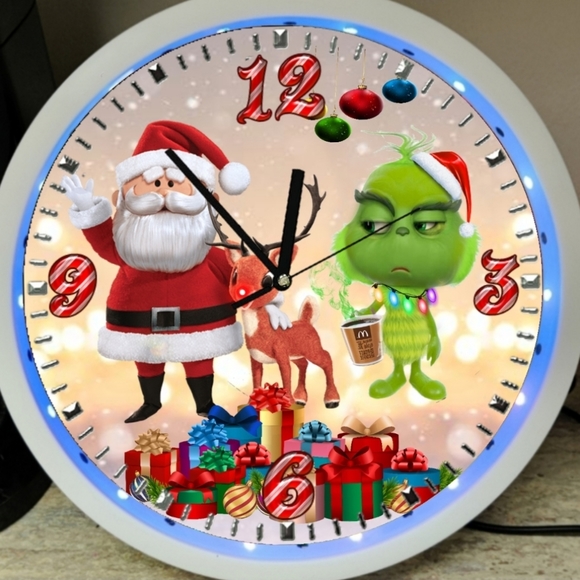 grinch, Santa Claus | Wall Decor | Santa Grinch N Rudolph Clock | Poshmark